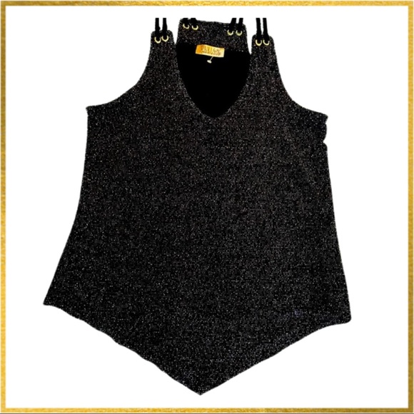 Lavish | Tops | Black Double Spaghetti Strap Top Glittery Effectnylon ...